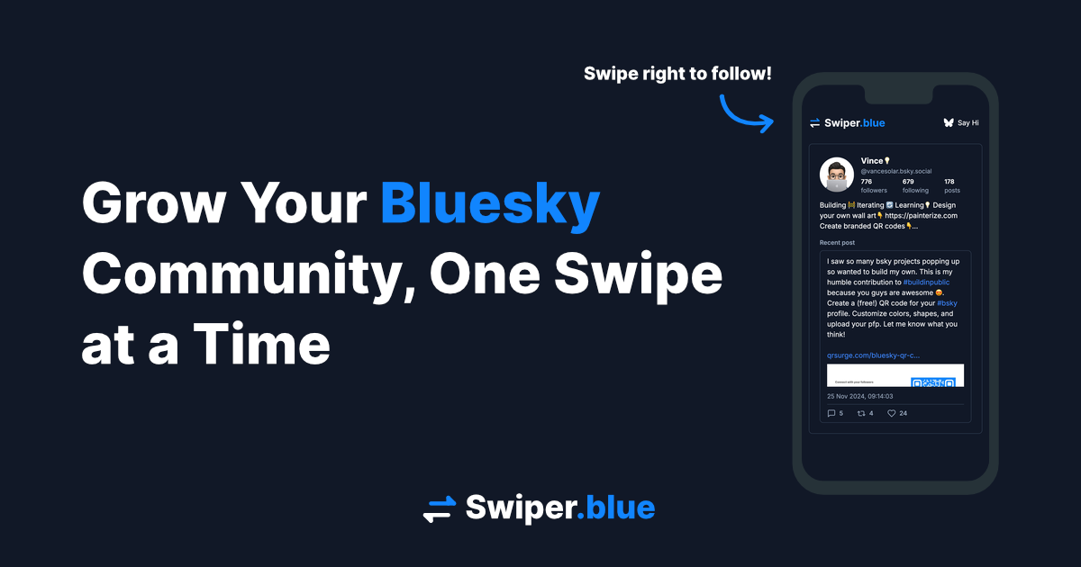 Swiper.blue | Swipe your way to new friends on Bluesky